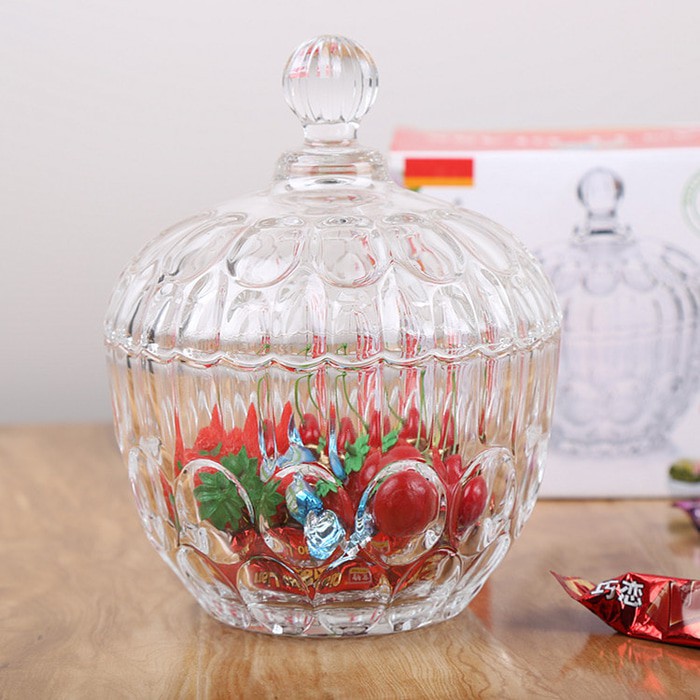 Jual BO030 Toples Kaca Kue Permen Transparan Crystal Glass Jars Snack ...