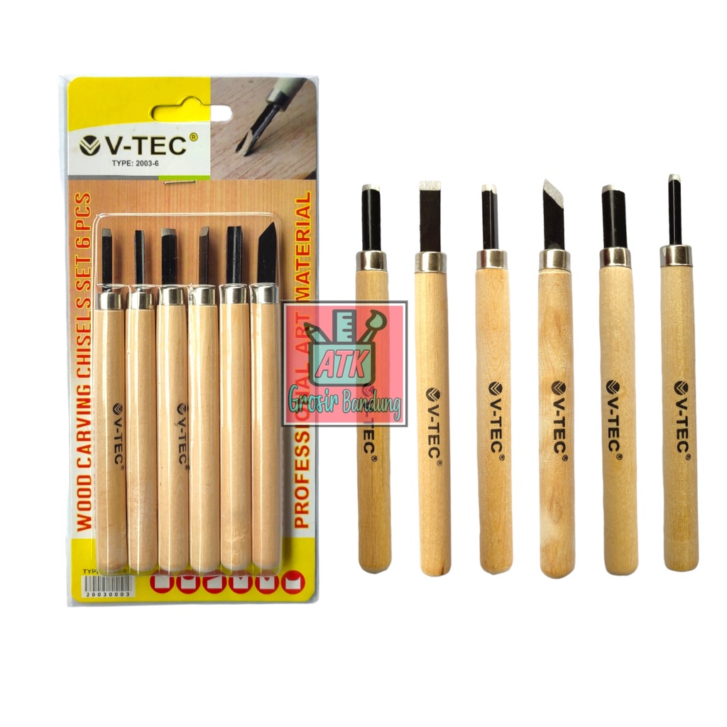 Jual V-Tec Wood Carving Chisels Set 6 / Vtec Pisau Ukir Set 6 / Alat ...