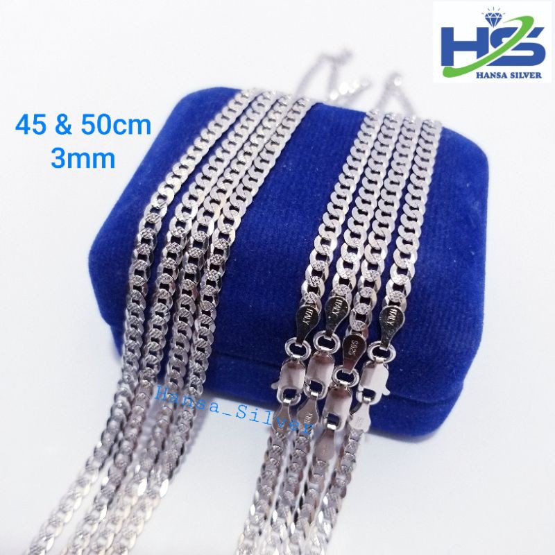 Jual Kalung Perak Silver Asli 925 Lapis Emas Putih Rantai Sisik Naga ...