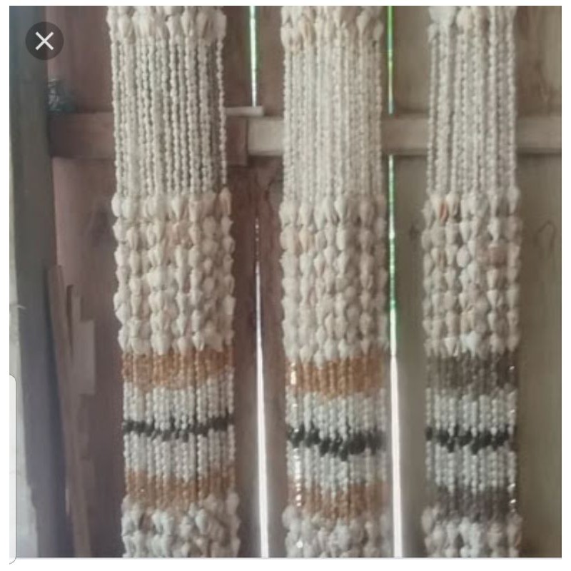 Jual tirai kerang pintu 2 meter murah cantik 20 untai laut putih hitam ...