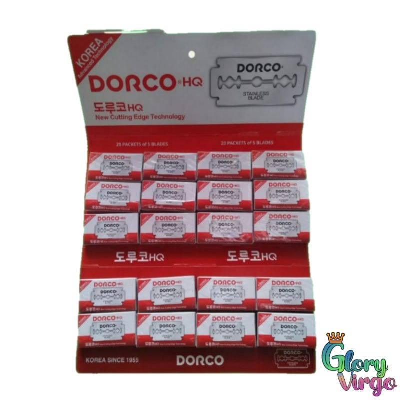 Jual SILET CUKUR DORCO HQ STAINLESS BLADE KOREA (1 PAPAN ISI 20 KOTAK ...