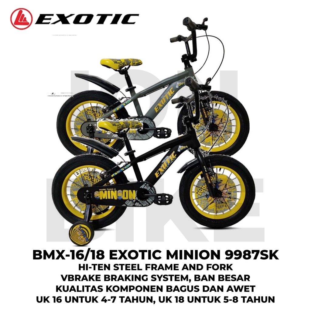 Jual Bmx 16 18 Exotic 9987 Minion Terbaru Sepeda Anak Cowok Murah Awet Kuat 4 5 6 7 8 Tahun ...