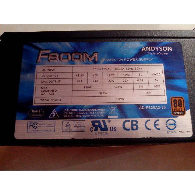 Jual PSU PURE Andyson F600M Modular 80 Plus Bronze 2nd bagus | Shopee ...