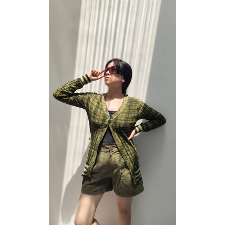 Jual Rompi rajutan warna hijau motif kotak-kotak (all size) | Shopee ...