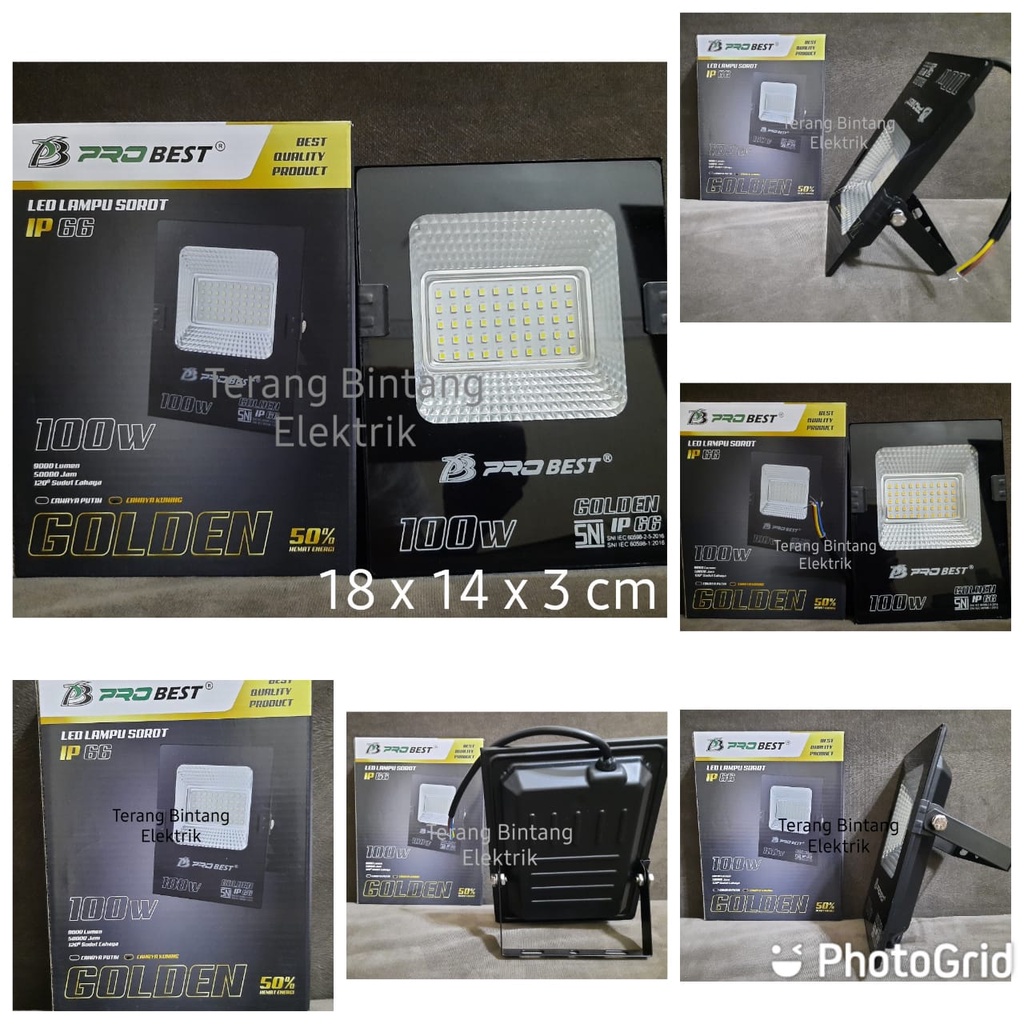 Jual Lampu sorot LED / Lampu tembak LED floodlight - GOLDEN PROBEST 100w 100 watt | Shopee Indonesia