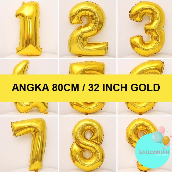 Jual Angka 80CM GOLD/Balon Foil Angka Besar/Jumbo | Shopee Indonesia
