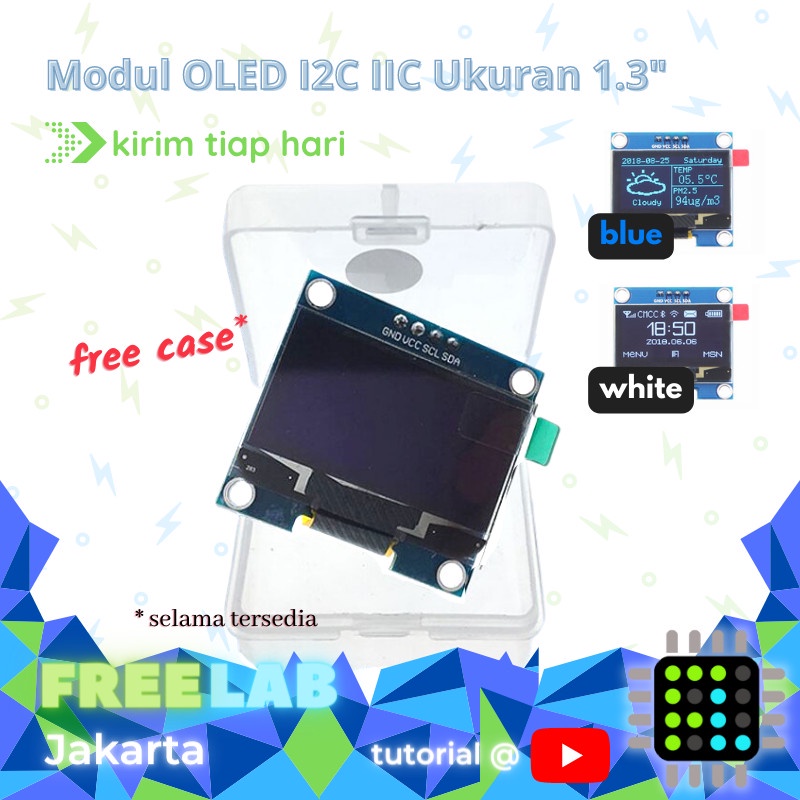 Jual Modul OLED LCD IIC 1.3 inch 4 pin u Ardu RasPi 128x64 1.3" I2C Display | Shopee Indonesia