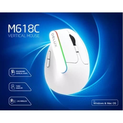 Jual Mouse Delux M618C - RGB Wireless Vertical Ergonomic Mouse Gaming ...