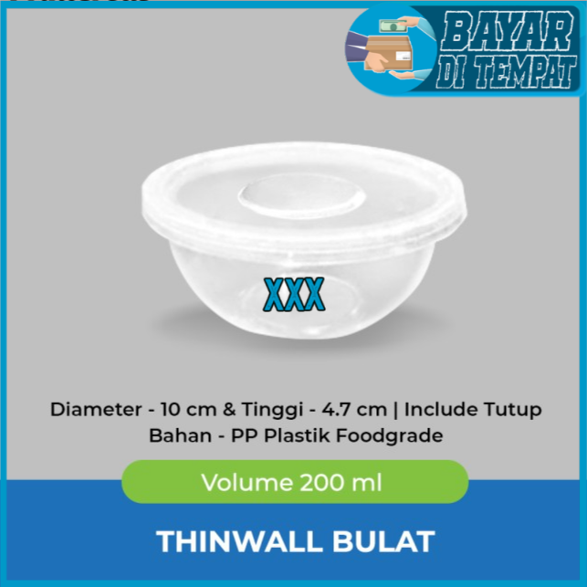 Jual THINWALL BULAT 200 ML ISI 25 PCS / THINWALL MURAH KOTAK MAKAN PELASTIK / THINWALL BOWL ...