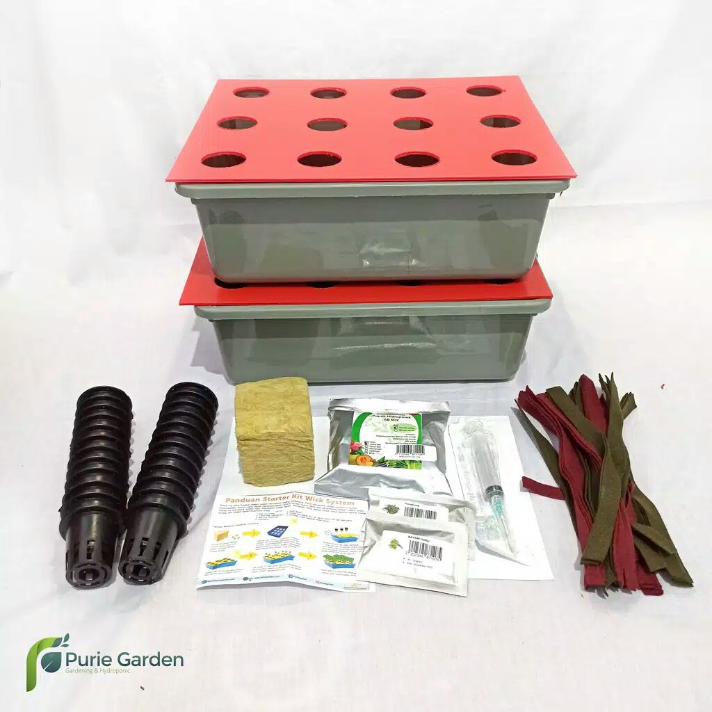 Jual Kit Hidroponik System Wick 12 lubang (2 Baki) | Shopee Indonesia