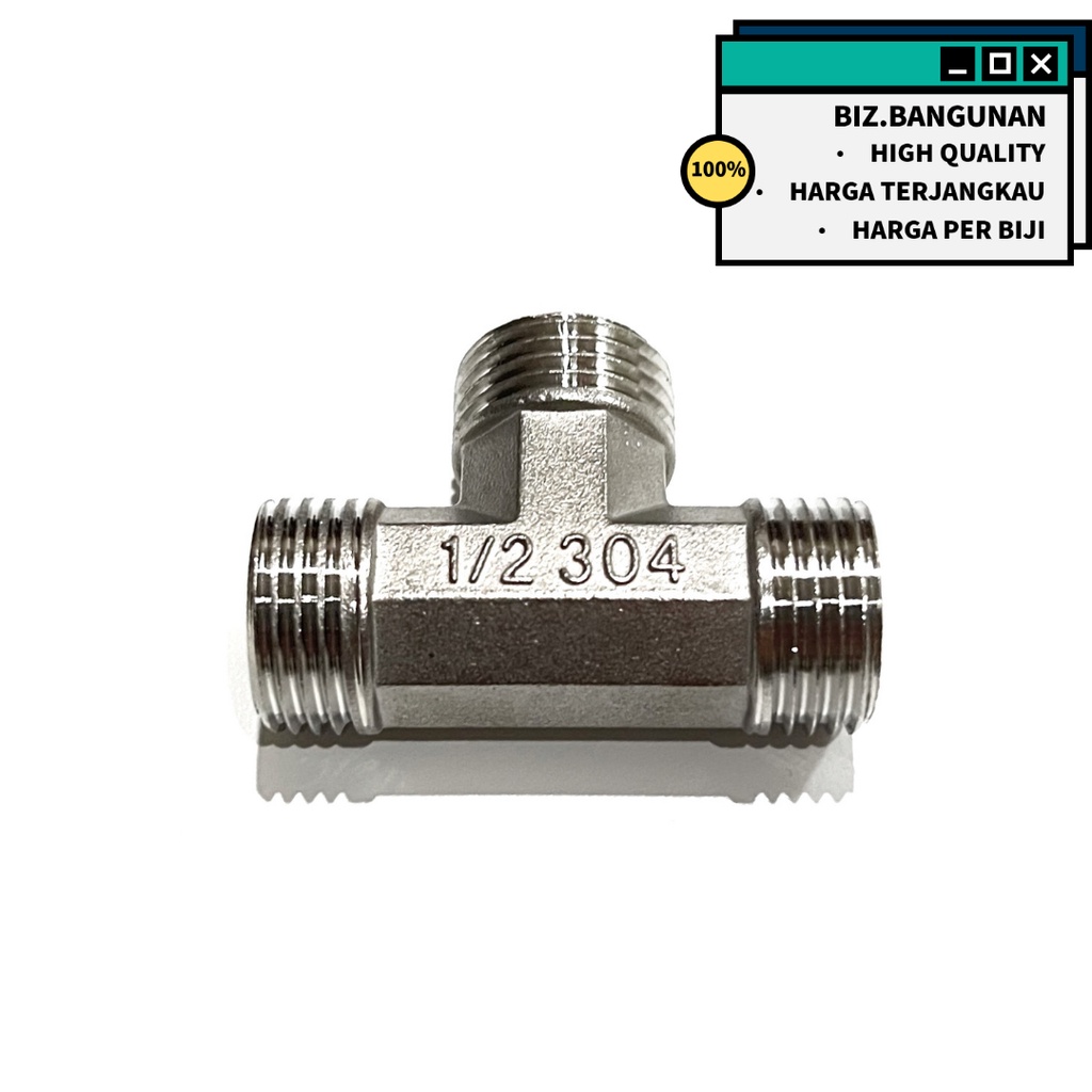 Jual TEE DRAT LUAR STAINLESS 1/2 - SAMBUNGAN KRAN PIPA SOK NEPEL T 3WAY | Shopee Indonesia