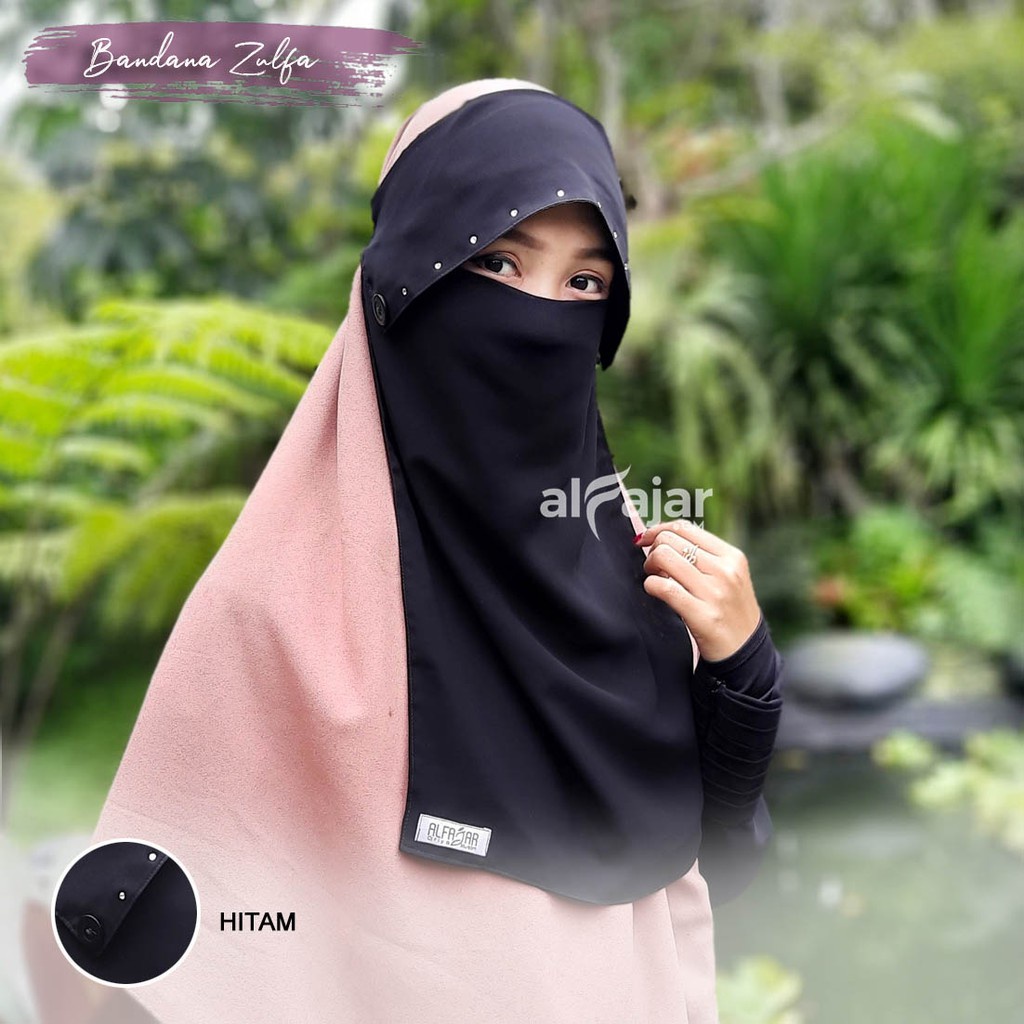 Jual NIQAB CADAR BANDANA Poni Kancing Beads Zulfa Ceruty 2 Layer by ...
