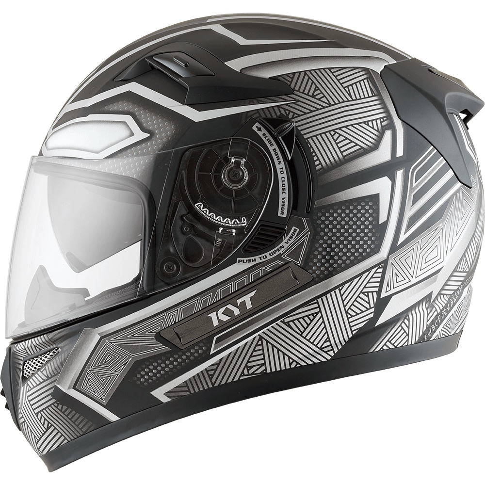 Jual Helm KYT K2 Rider Black Panther #1 Black Doff Silver (clear ...