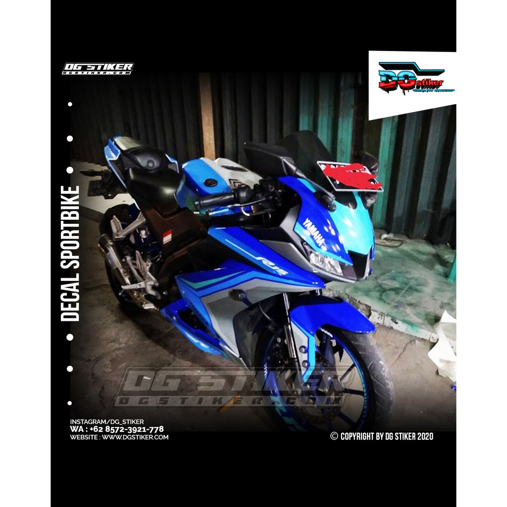 Jual Decal stiker yamaha r15 V3 Biru Line art DG Stiker (not include ...