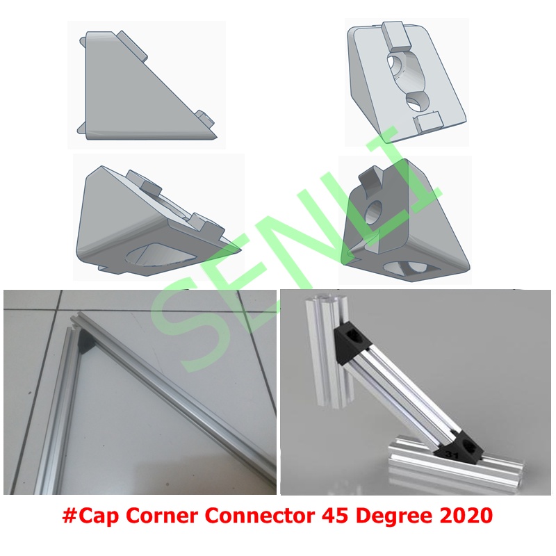 Jual Cap Corner Connector 45 Degree 2020 CNC Router 3D Printer Parts ...