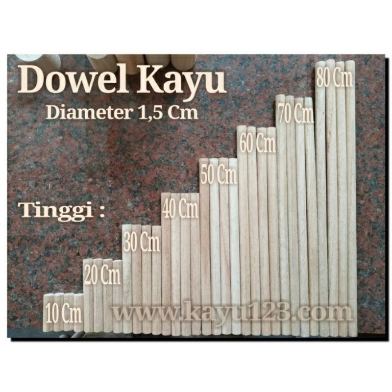 Jual DOWEL KAYU STIK KAYU BULAT GAGANG SAPU 1,5 CM X PANJANG 30 CM ...