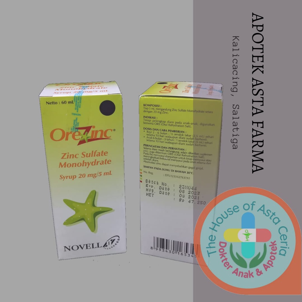 Jual Orezinc Syrup 60ml Untuk Terapi Pelengkap Diare Pada Anak-Anak | Shopee Indonesia