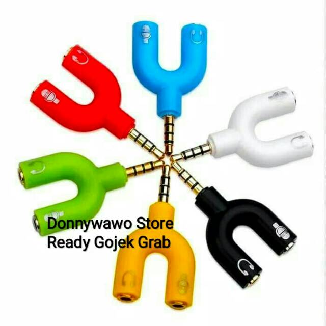 Jual splitter jack 3.5 mm audio Microphone aux spliter mic headphone ...