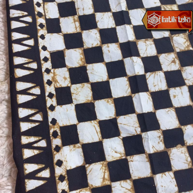 Jual Kain Batik Cap Asli Proses Pecahan Poleng Latar Hitam Pecah Sogan ...