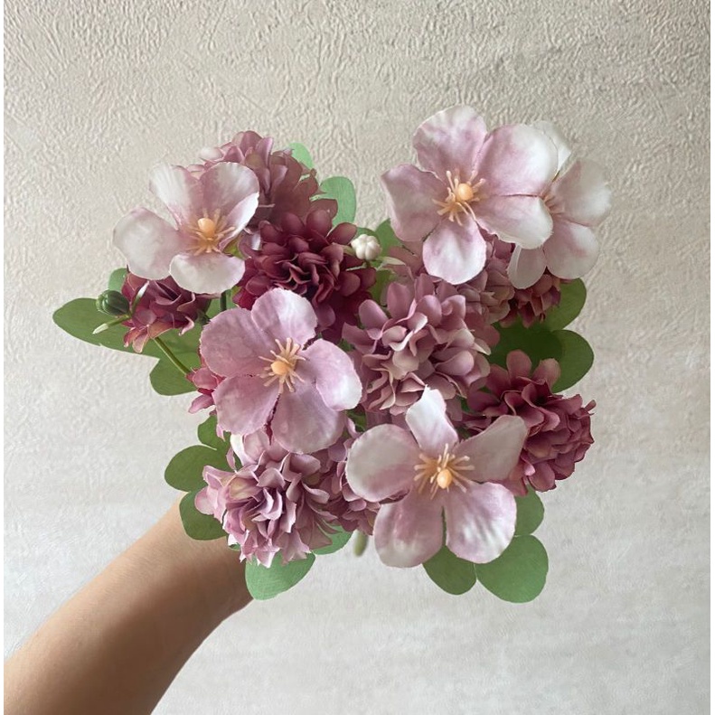 Jual Bunga Artificial Dekorasi Hydrangea mini 10 kuntum + 5 Kuntum ...