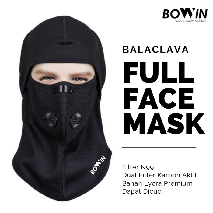 Jual Bowin Masker Balaclava Full Face - Filter N99CV (Masker Motor ...