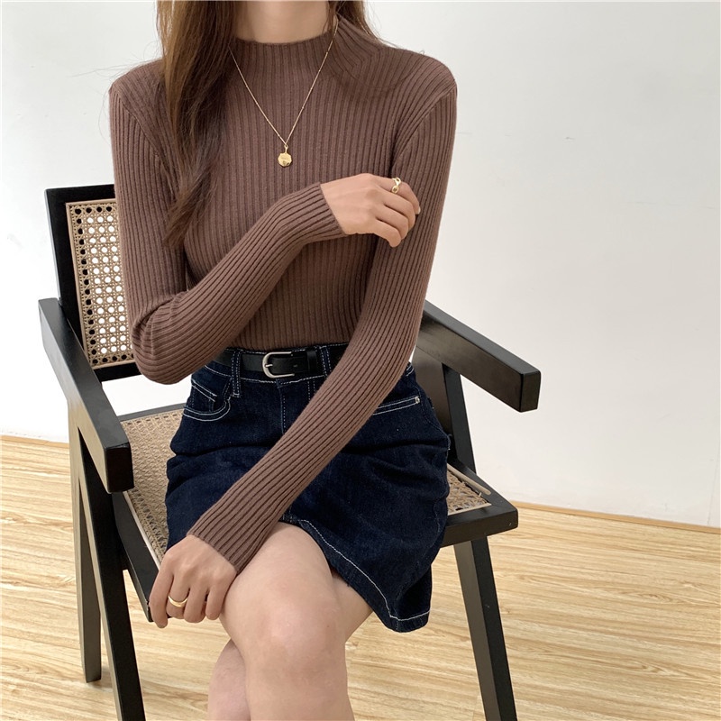 Jual Sweater Rajut Korea/Baju Rajut Wanita/kemeja bottoming rajutan ...