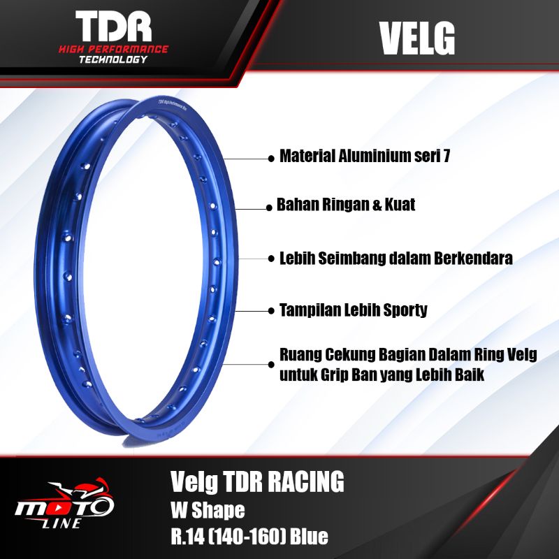 Jual velg tdr racing w shape 140-160 ring 14 blue | Shopee Indonesia