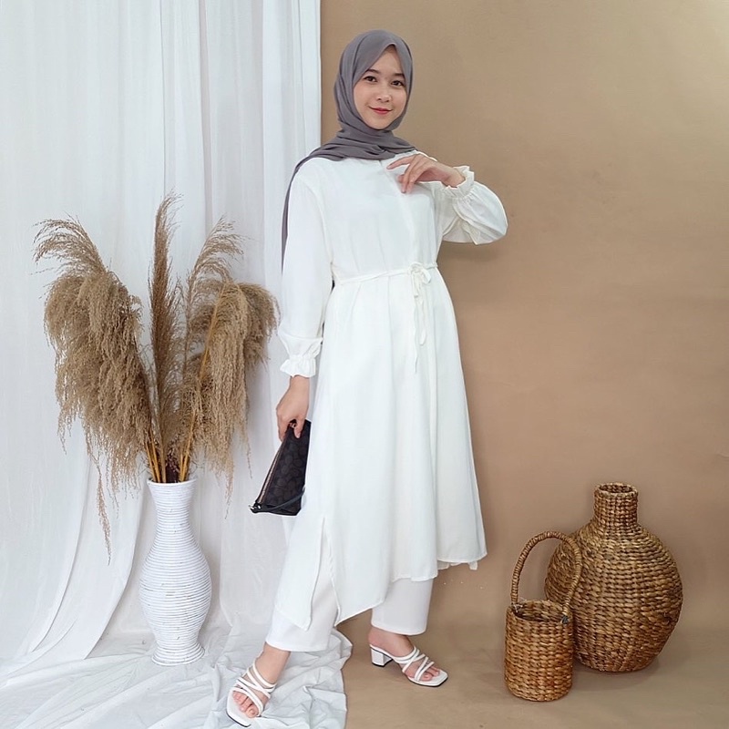 Jual Basic long tunik ( warna putih tulang ) | Shopee Indonesia