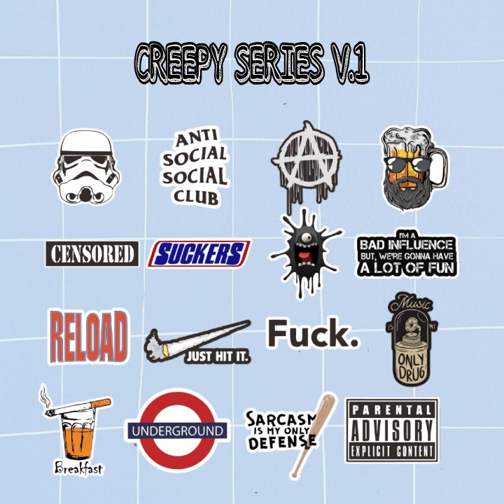 Jual STICKER TUMBLR CREEPY PACKAGE STIKER VINYL AESTHETIC STIKER CASE ...