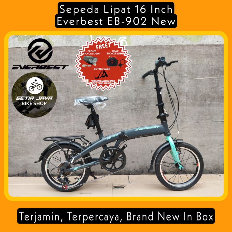 Jual Sepeda Lipat / Folding Bike 16 Inch EVERBEST EB 902 New Steel Hi-Ten 7 Speed | Shopee Indonesia