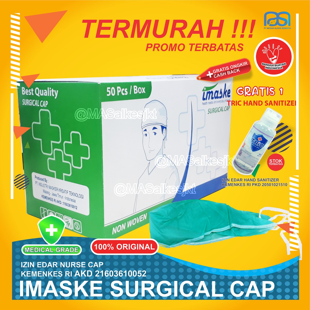 Jual SURGICAL CAP / TOPI BEDAH / TOPI OPERASI MERK IMASKE / IZIN RESMI ...