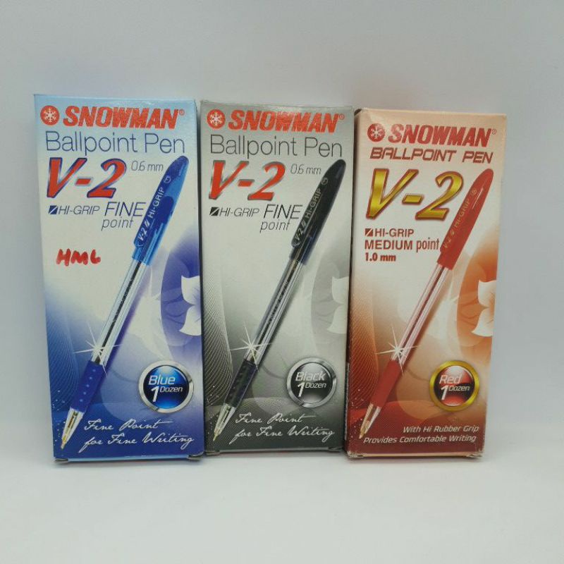Jual Snowman Ballpoint Pen V2 Hi Grip /Pen Snowman V2 Hi Grip Hitam Biru Merah | Shopee Indonesia