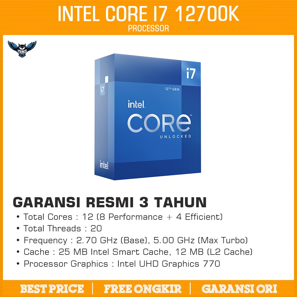 Jual Intel Core i7 12700K Box | 5.0Ghz 12C 20T | Gen 12 LGA1700 Alder Lake | Shopee Indonesia