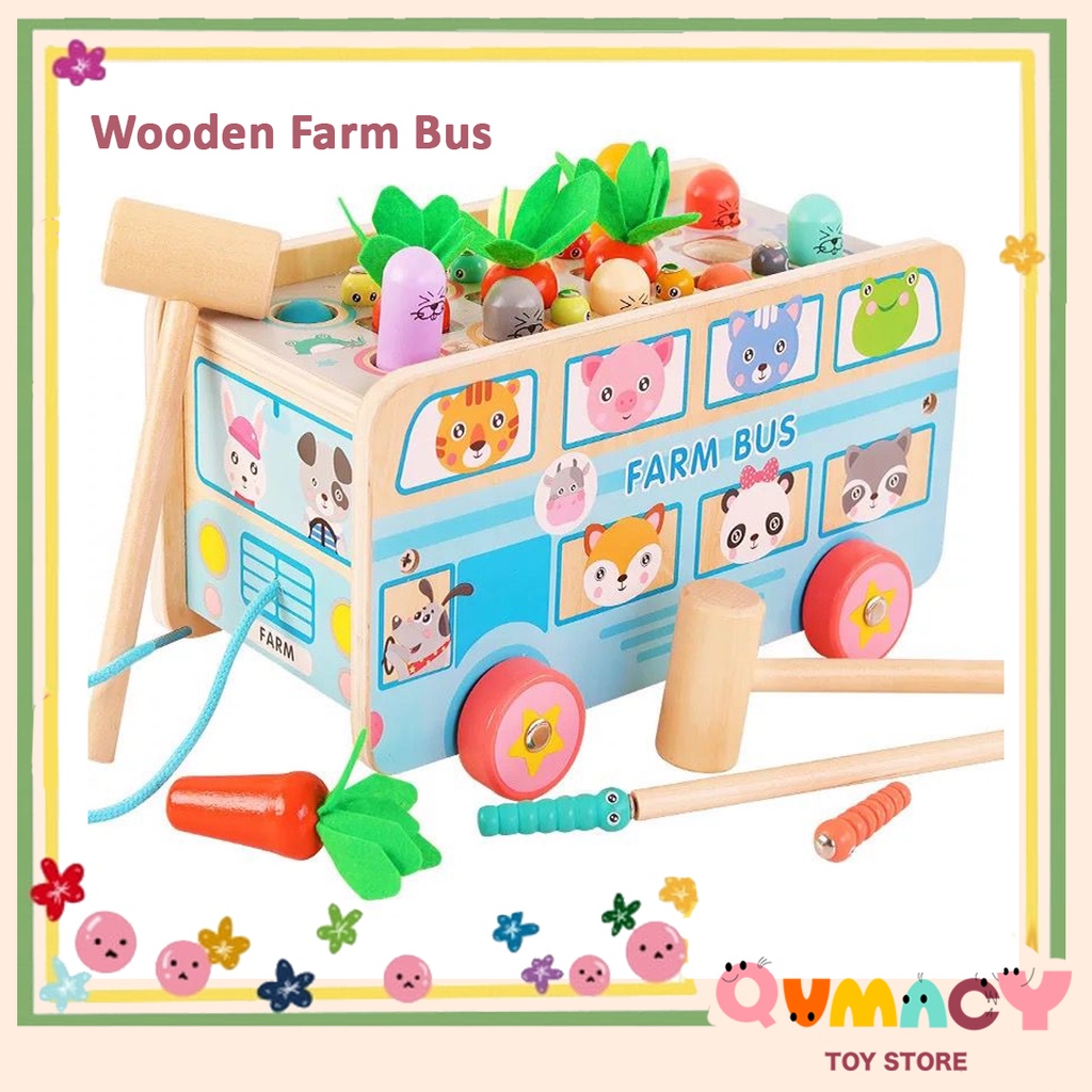 Jual Whack A Mole Wooden Farm Bus 3 in 1 Toy | Shopee Indonesia