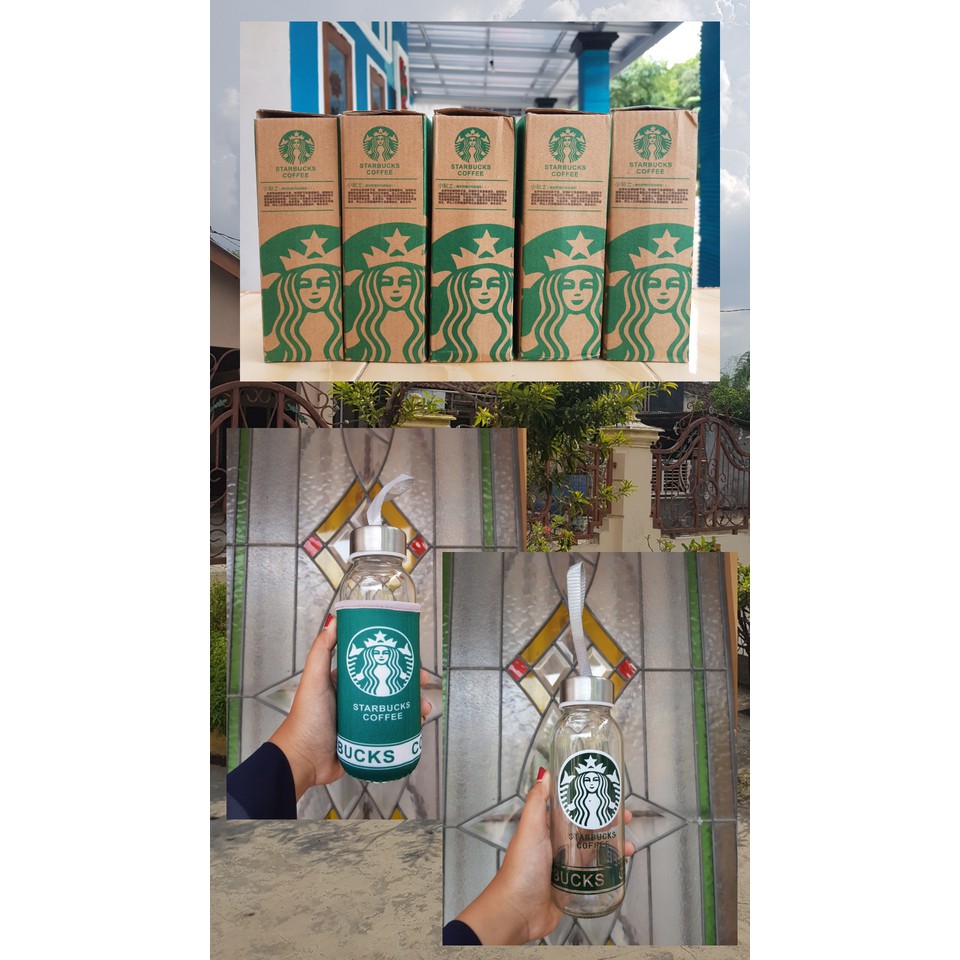 Jual Botol Minum Kaca Starbucks 300ml (FREE POUCH + BOX) | Shopee Indonesia