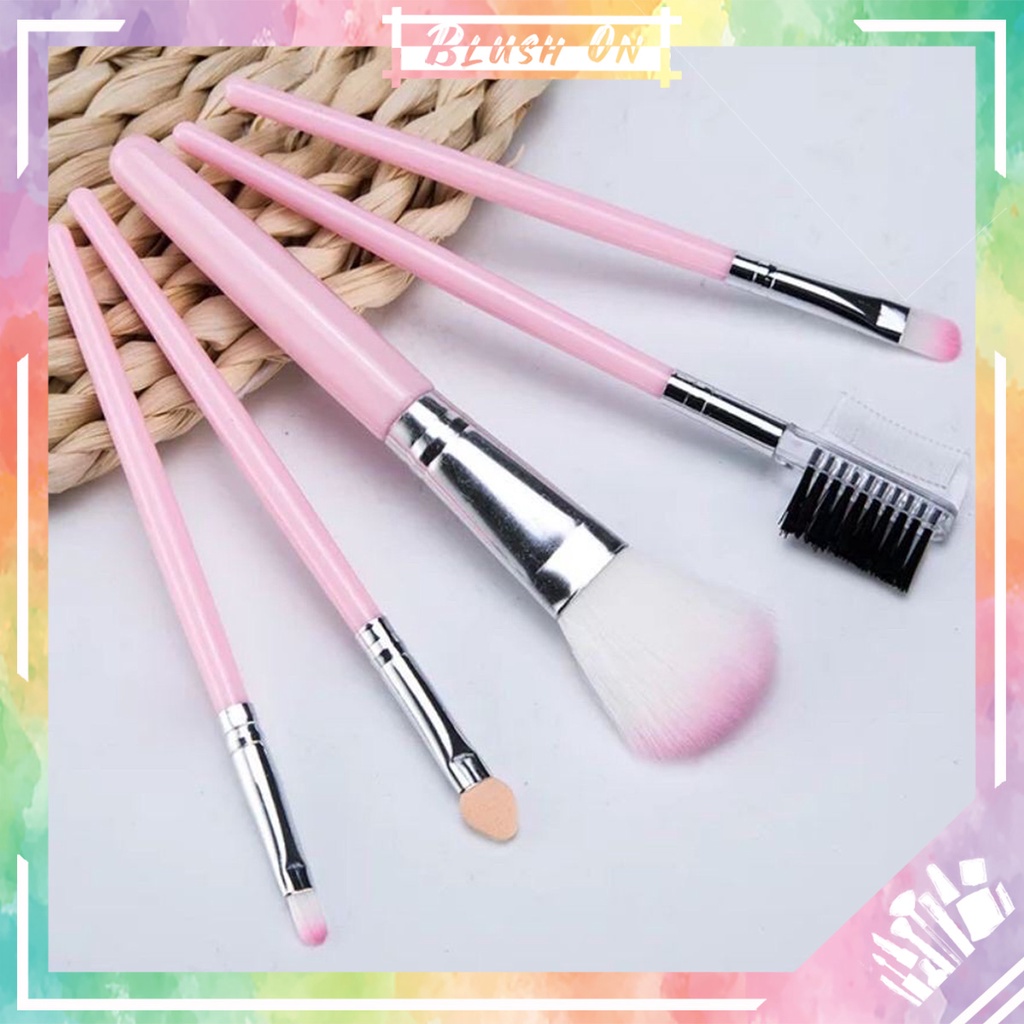 Jual Termurah 5PCS/ Set Kuas 5 in 1 Make Up Brush Kuas Eyebrow Blush On ...