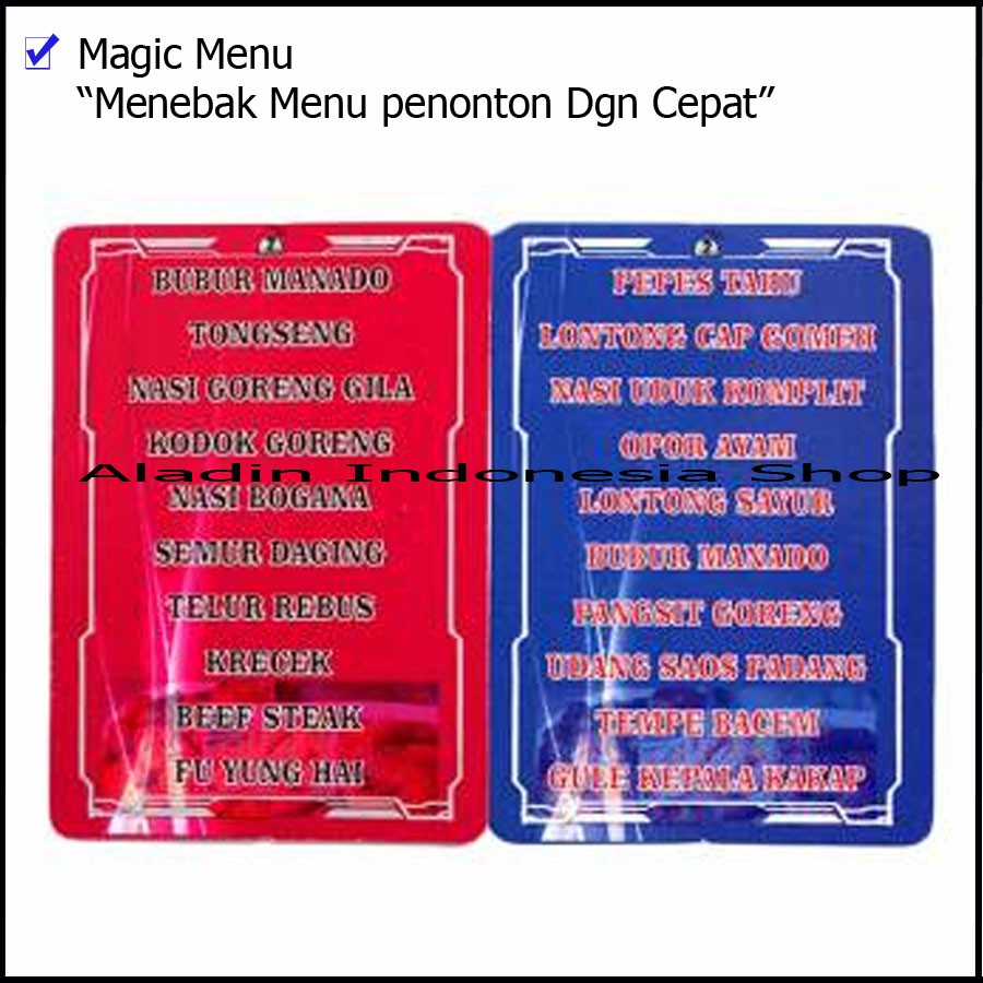 Jual Sulap Menu Makanan - Magic Menu - Tebak Menu Makanan - Art - Alat ...