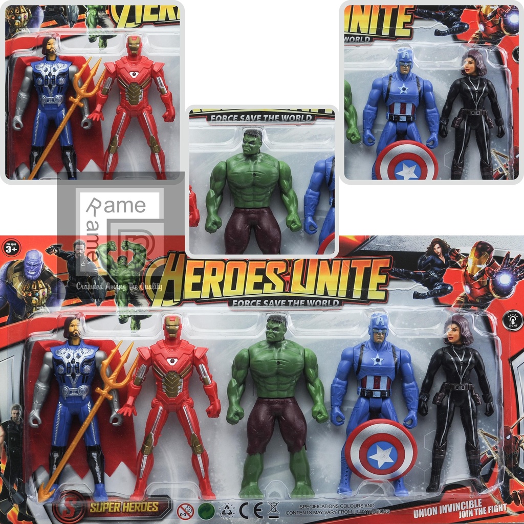 Jual Mainan Action Figure Superhero Avenger Isi 5 PCS Iron Man Thor ...