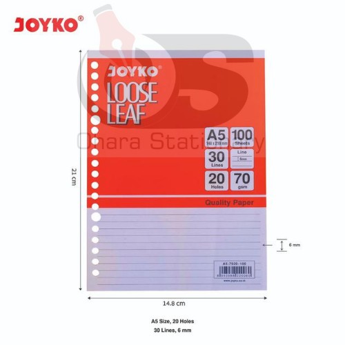 Jual Loose Leaf / Isi Kertas File / Binder Joyko A5-7020 / 100 Lembar | Shopee Indonesia