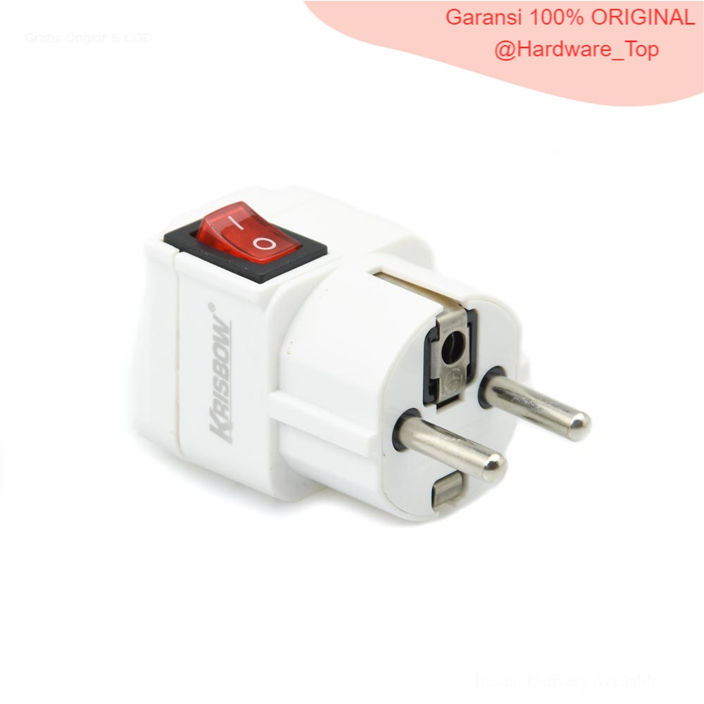 Jual Krisbow Steker Arde Adaptor Travel Dengan Switch - Putih | Shopee ...