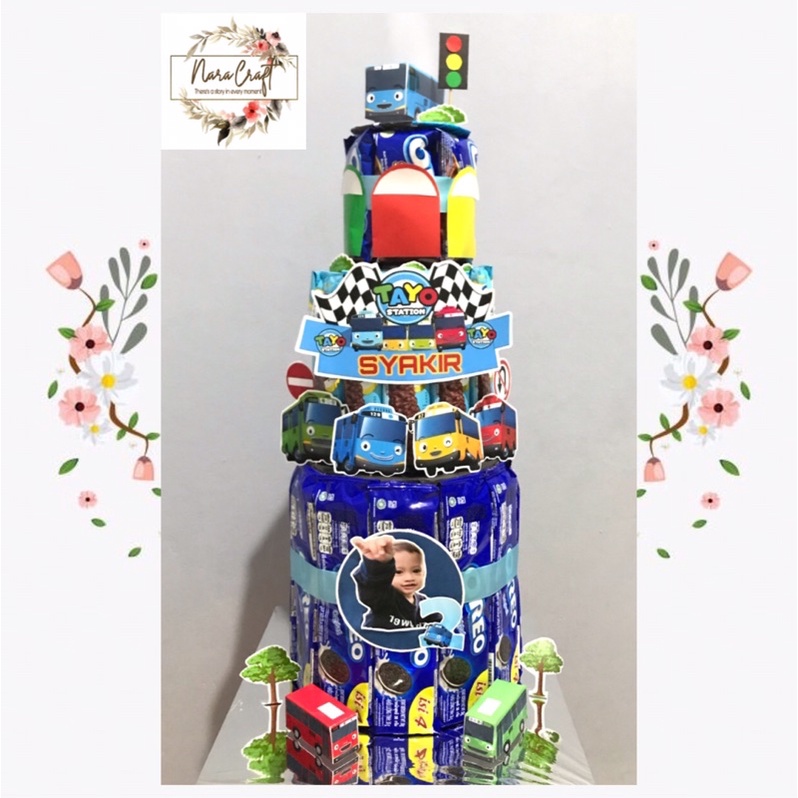 Jual SNACK TOWER KARAKTER TAYO 3D tingkat 3 120K | Shopee Indonesia