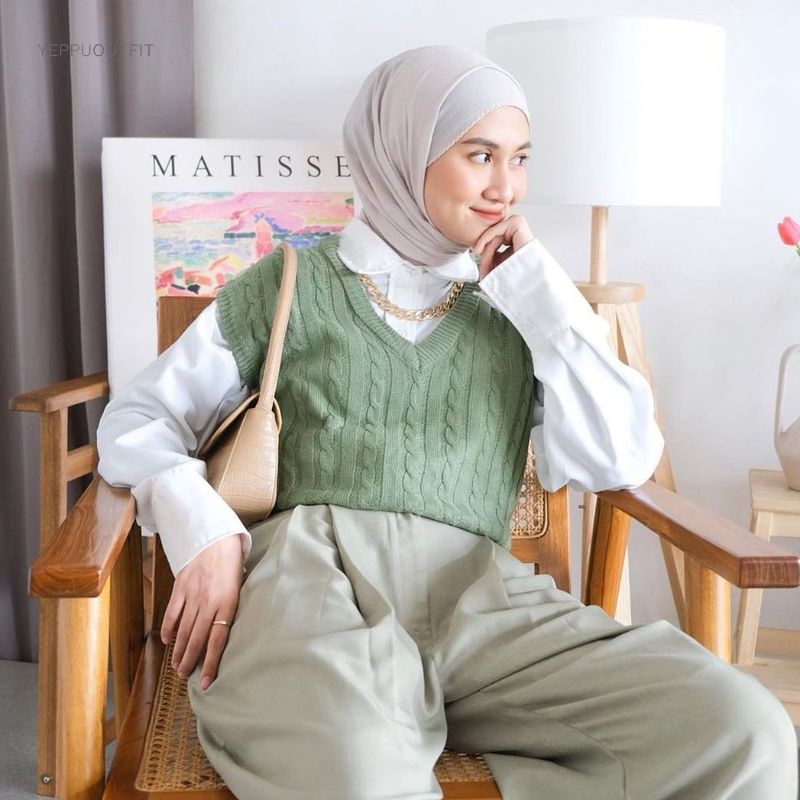 Jual [ BISA COD ] VEST RAINA KNIT PREMIUM / ONE SET ROMPI RAJUT KEPANG ...