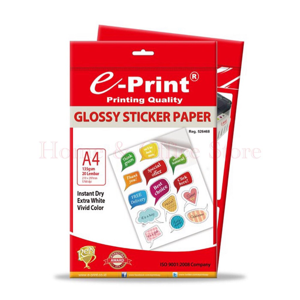 Jual E-Print Glossy Sticker Paper A4 / Kertas Stiker Label Glossy A4 ...
