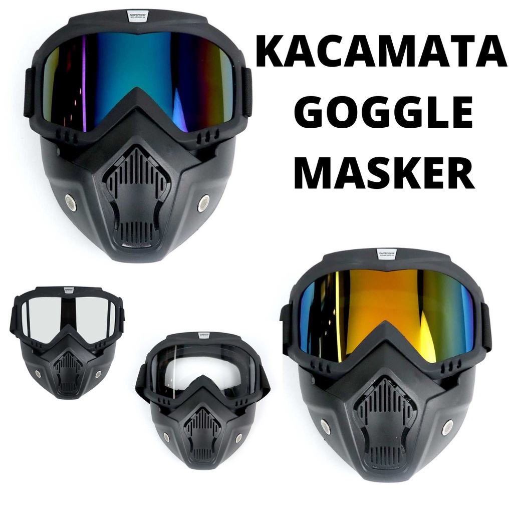 Jual GOGGLE MASKER Kacamata goggle masker helm motor Kacamata + Makser ...