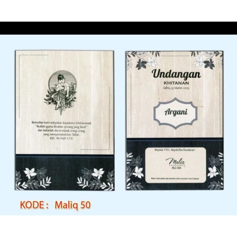 Jual Maliq 50 Blangko Undangan Nikah Ultah Khitan | Shopee Indonesia