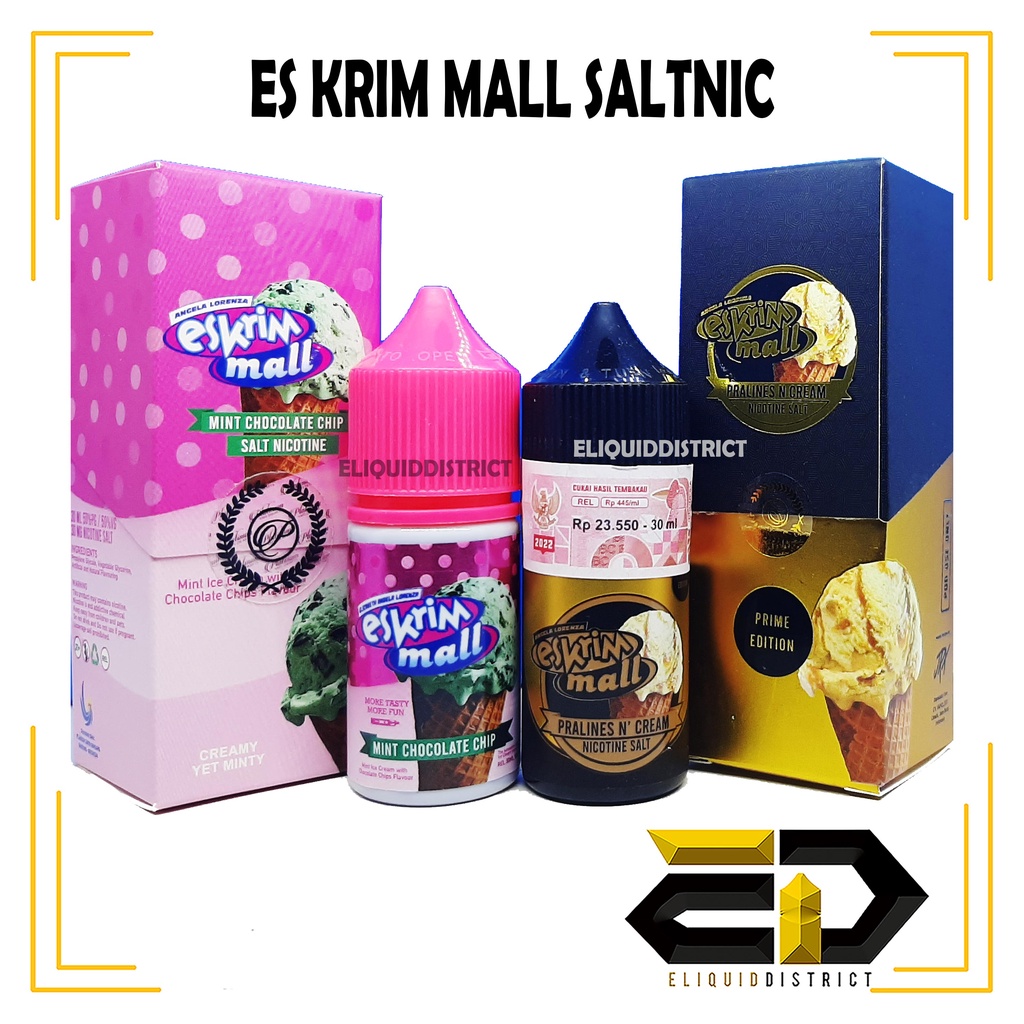 Jual ES KRIM MALL SALTNIC V1 MINT ICE CHOCOLATE - ESKRIM MALL SALTNIC V2 PRALINES AND CREAM ...