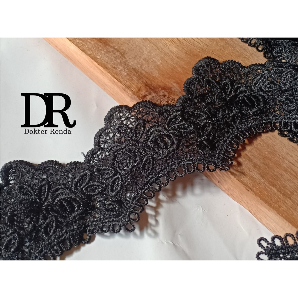 Jual RENDA CHAMICAL HITAM 4,5CM | Shopee Indonesia