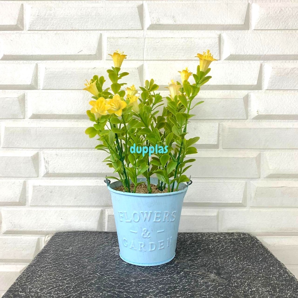 Jual Tanaman Hias Daun Orchid Bunga Kuning Plastik Artificial Vas ...