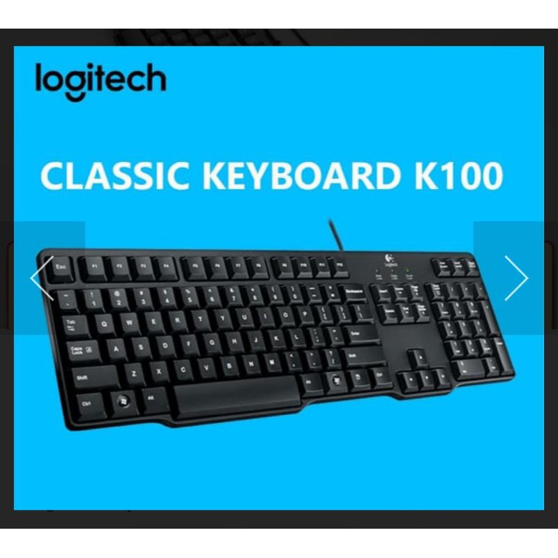 Jual Logitech Keyboard K100 PS/2 Resmi-Hitam | Shopee Indonesia