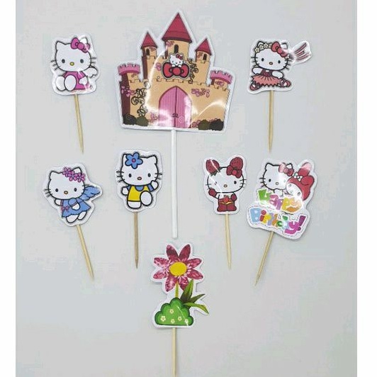 Jual SET TOPPER HAPPY BIRTHDAY ANIMASI HELLO KITTY PICK TOPPER TUSUK ...
